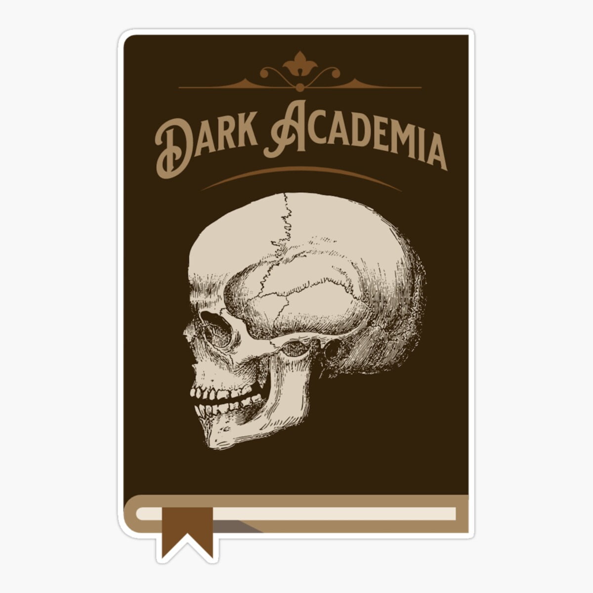 Maneki Writing Education Art Skull Books Dark Academia Sticker, Phone ...