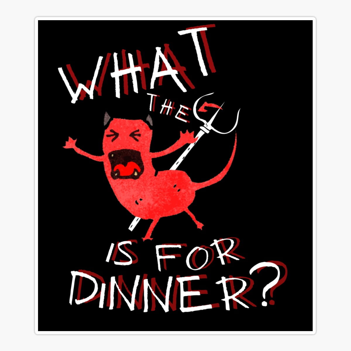 Maneki Wt Is Or Dinner?,Hangry Cartoon Devil With Ork,Unny Kitchen Pun ...