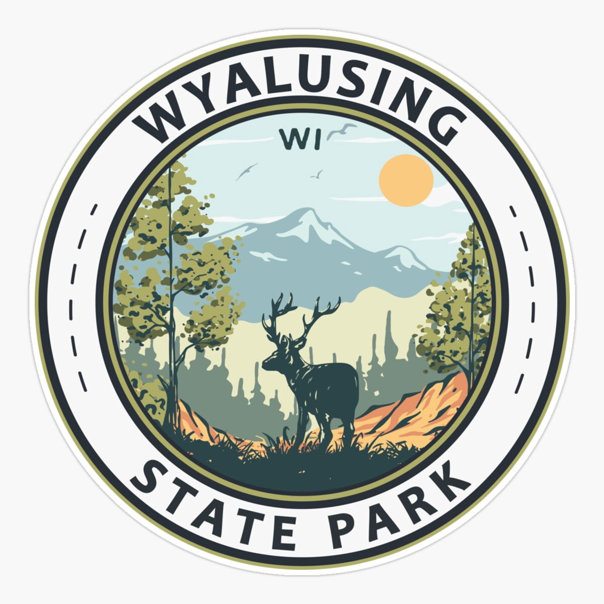 Maneki Wyalusing State Park Wisconsin Travel Art Badge Sticker, Phone ...