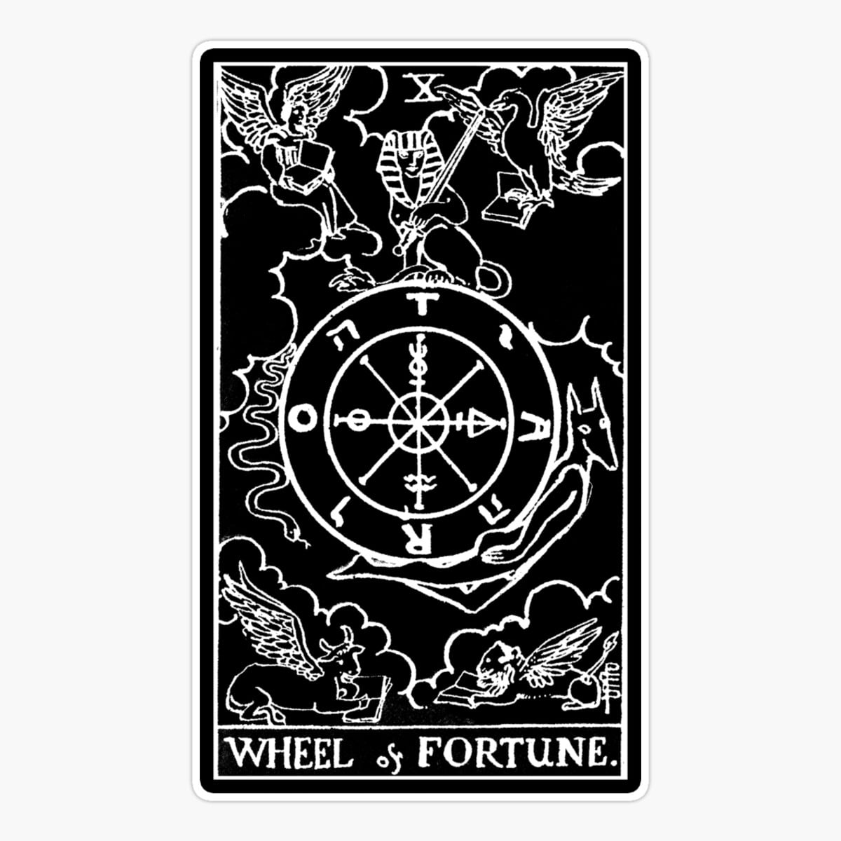 Maneki X. Wheel O Ortune Tarot Card |Obsidian And Pearl Er, Phone Decal ...