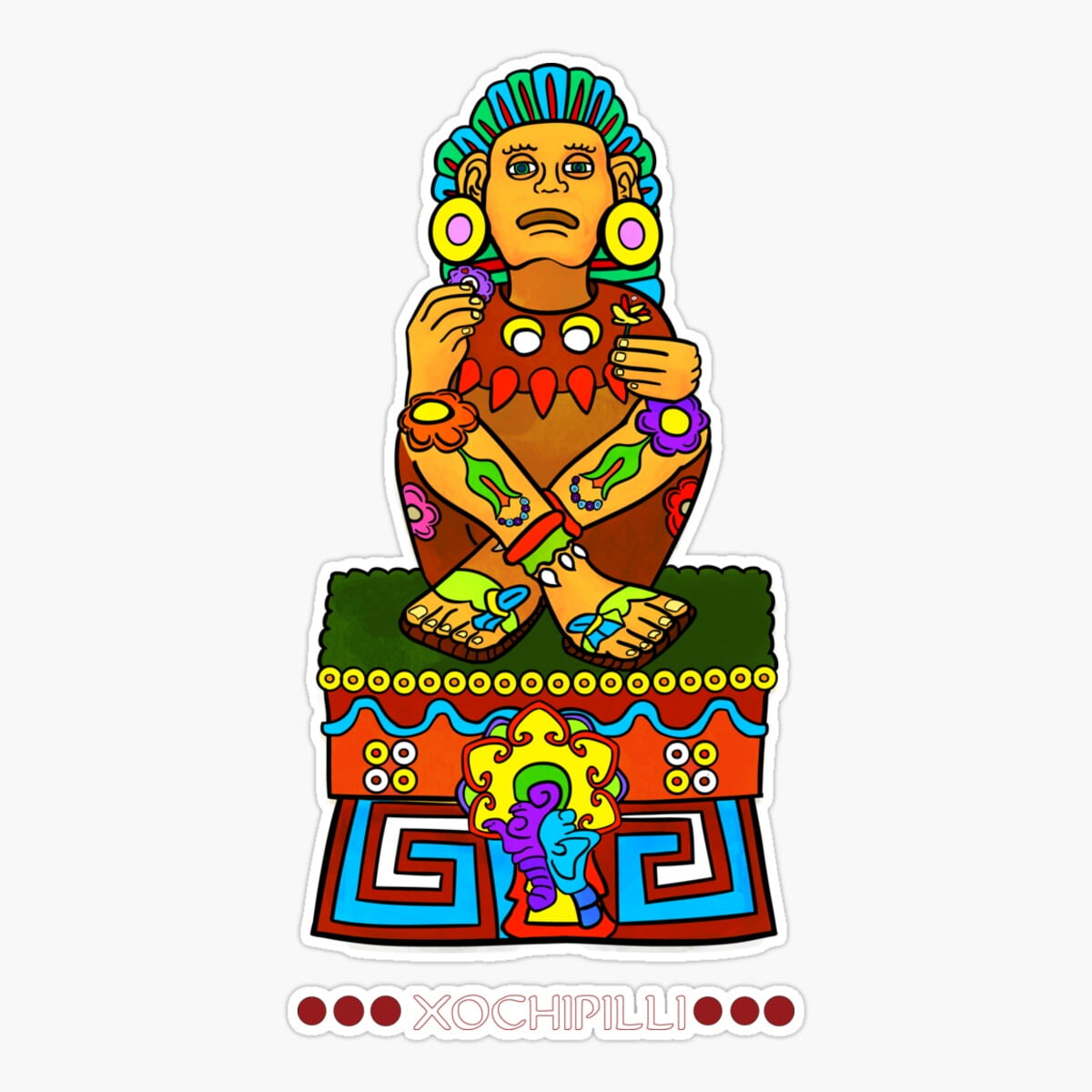Maneki Xochipilli Aztec God O Art Beauty Lowers Art Sticker, Phone ...