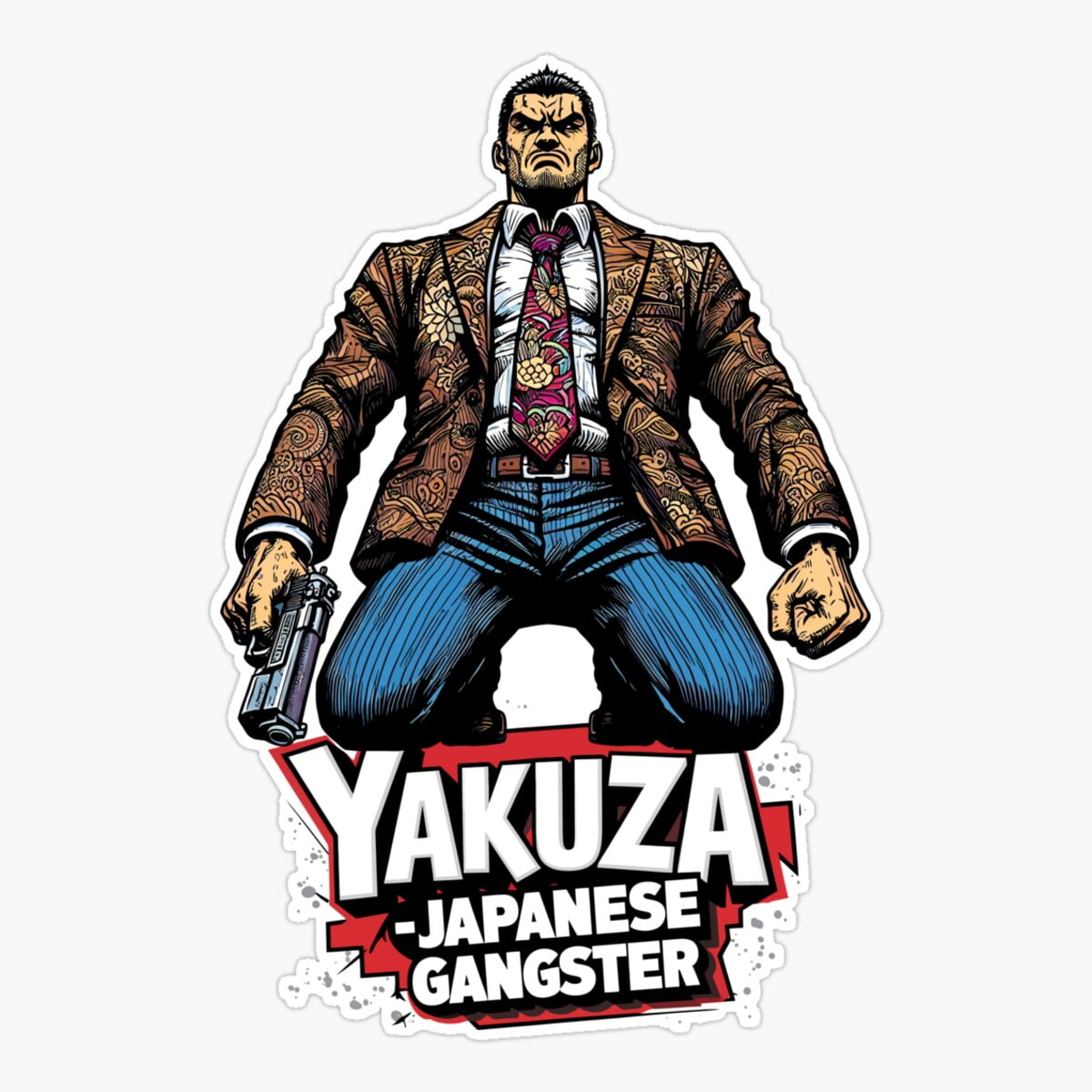 Maneki Yakuza Japanese Gangster Sticker, Phone Decal Water Bottle ...