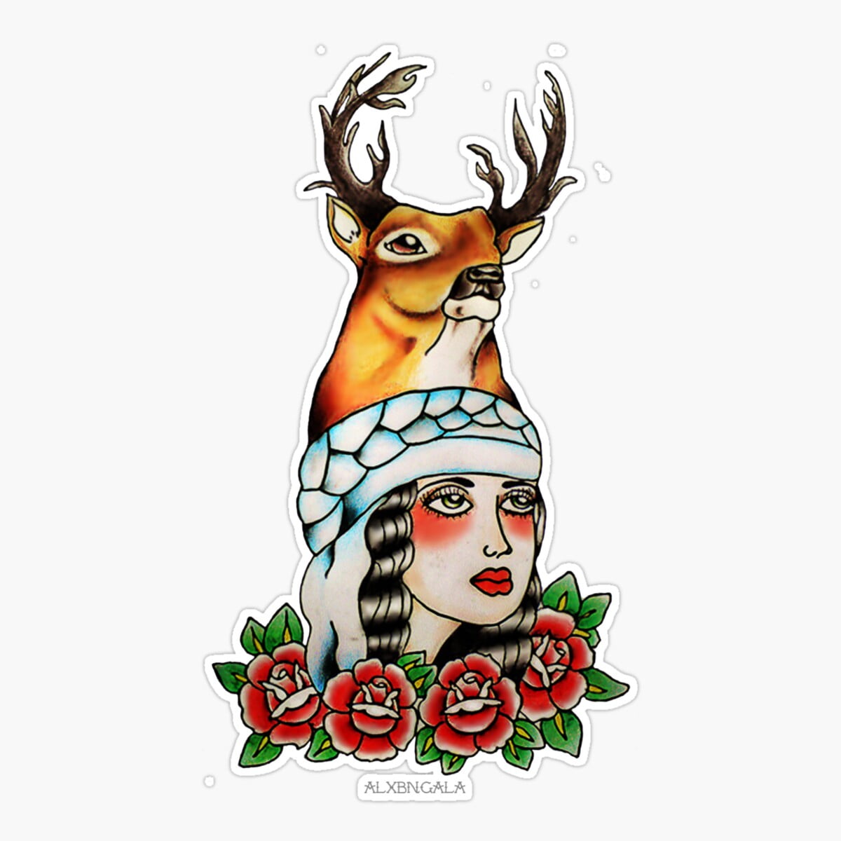 Maneki Yaqui Lady Head Sticker, Phone Decal Water Bottle Stickers Car ...