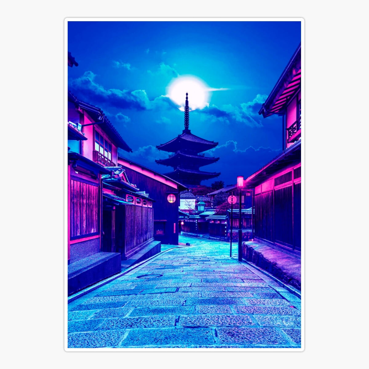 Maneki Yasaka Pagoda Cyberpunk Tone Sticker, Phone Decal Water Bottle ...