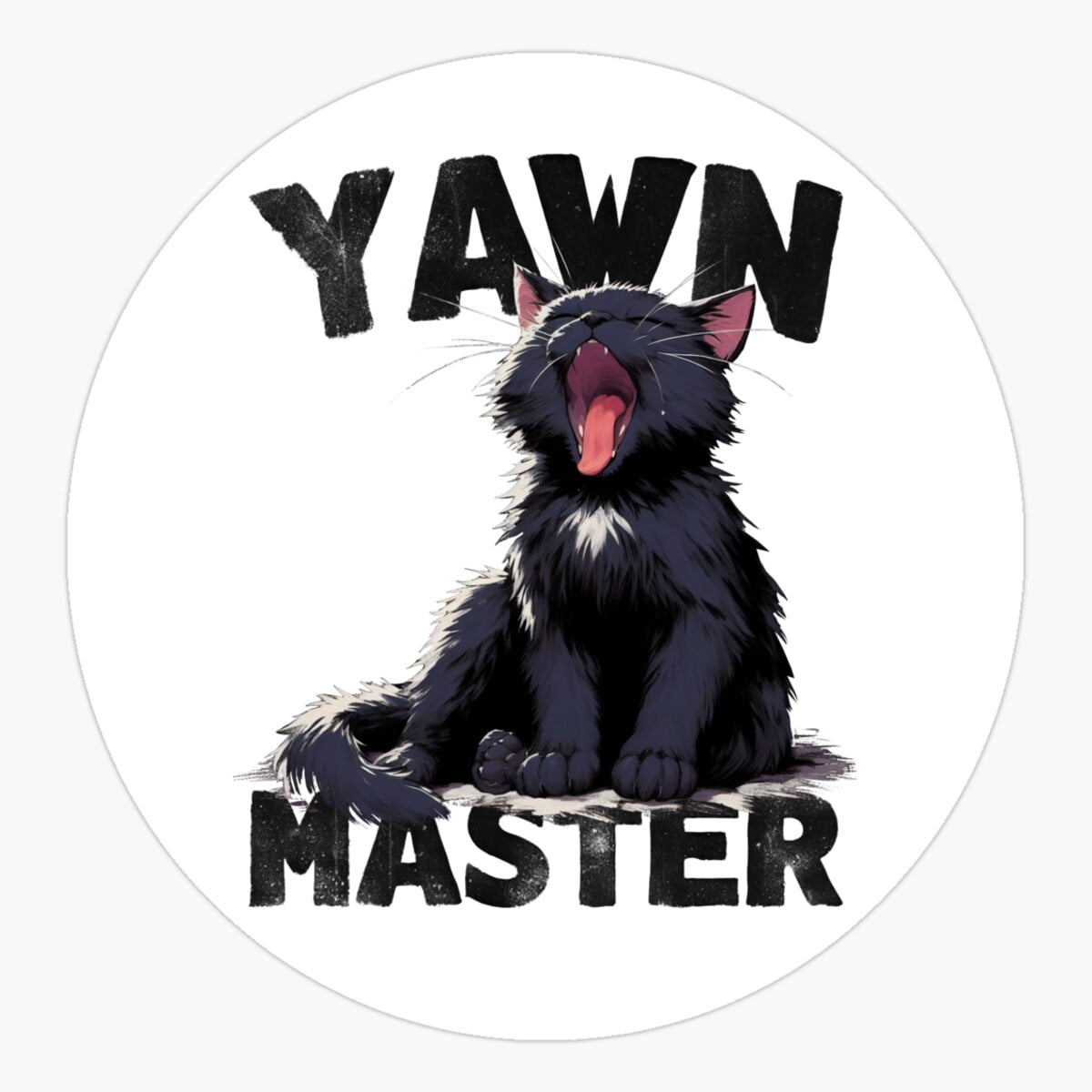 Maneki Yawn Master Lazy Black Cat Kitty Kitten Yawning Sticker, Phone ...