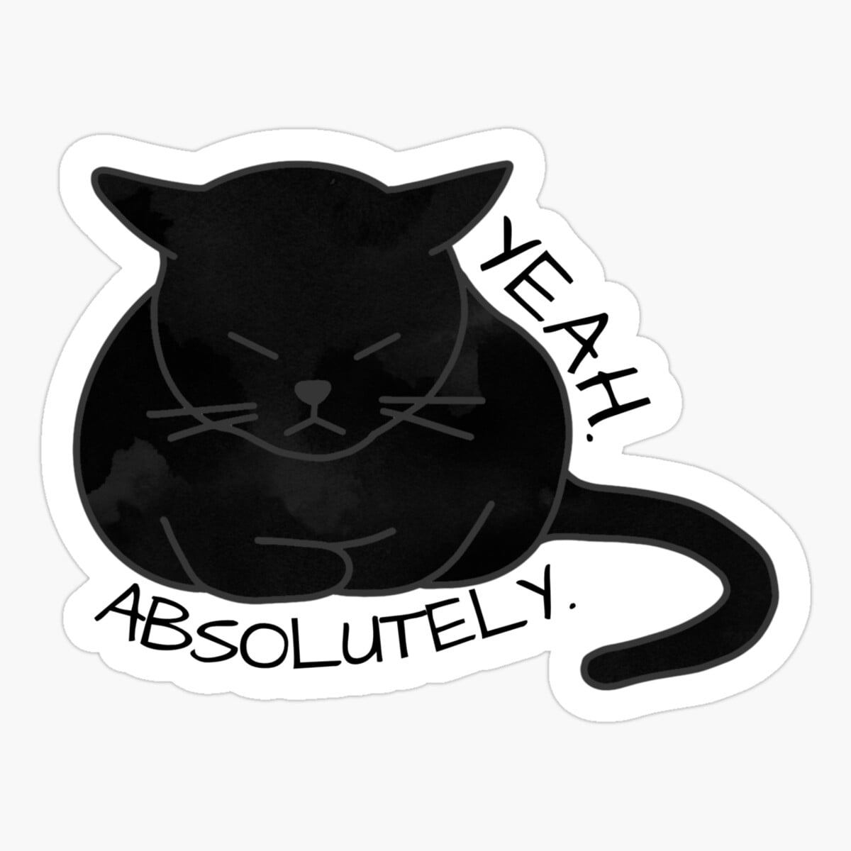 Maneki Yeah, Absolutely Black Cat Sticker, Phone Decal Water Bottle ...