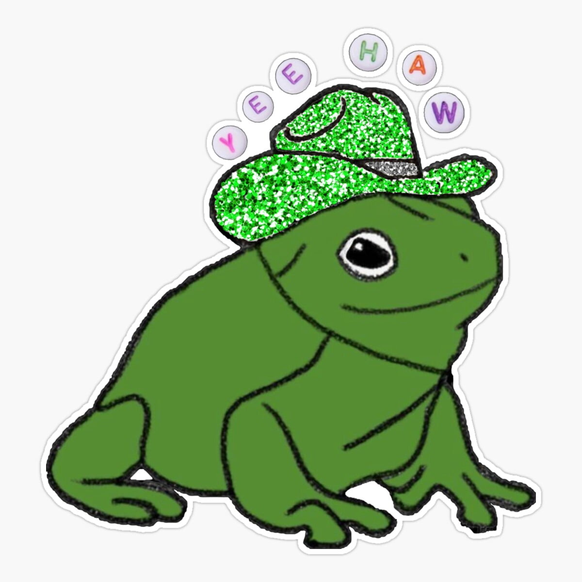 Maneki Yeehaw Frog Sticker, Phone Decal Water Bottle Stickers Car ...