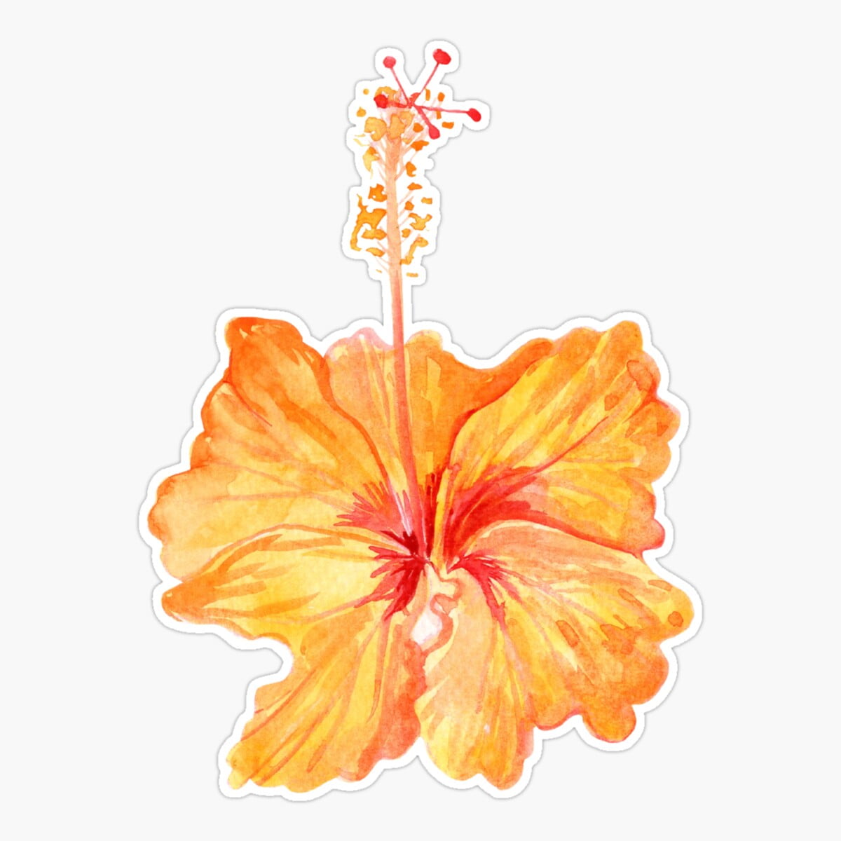 Maneki Yellow Hibiscus Sticker Sticker, Phone Decal Water Bottle ...