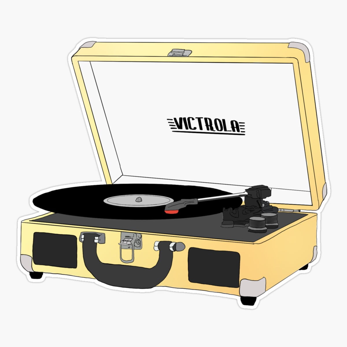 Maneki Yellow Record Player Sticker, Phone Decal Water Bottle Stickers ...