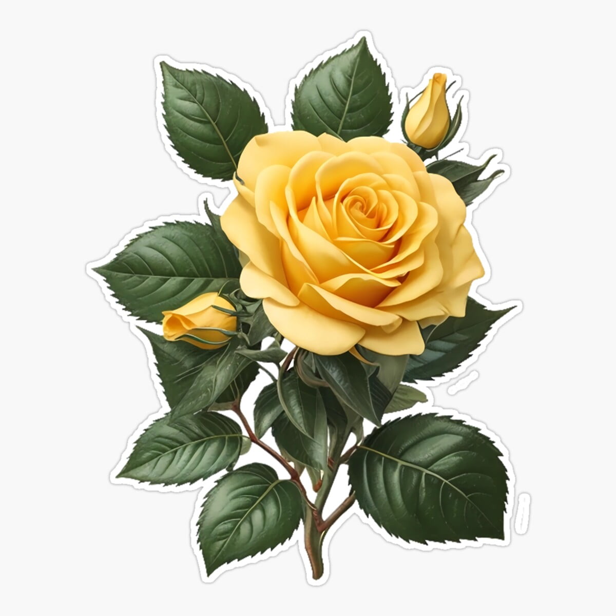 Maneki Yellow Rose Sticker, Beautiful Rose In Summer Garden, Beautiful ...