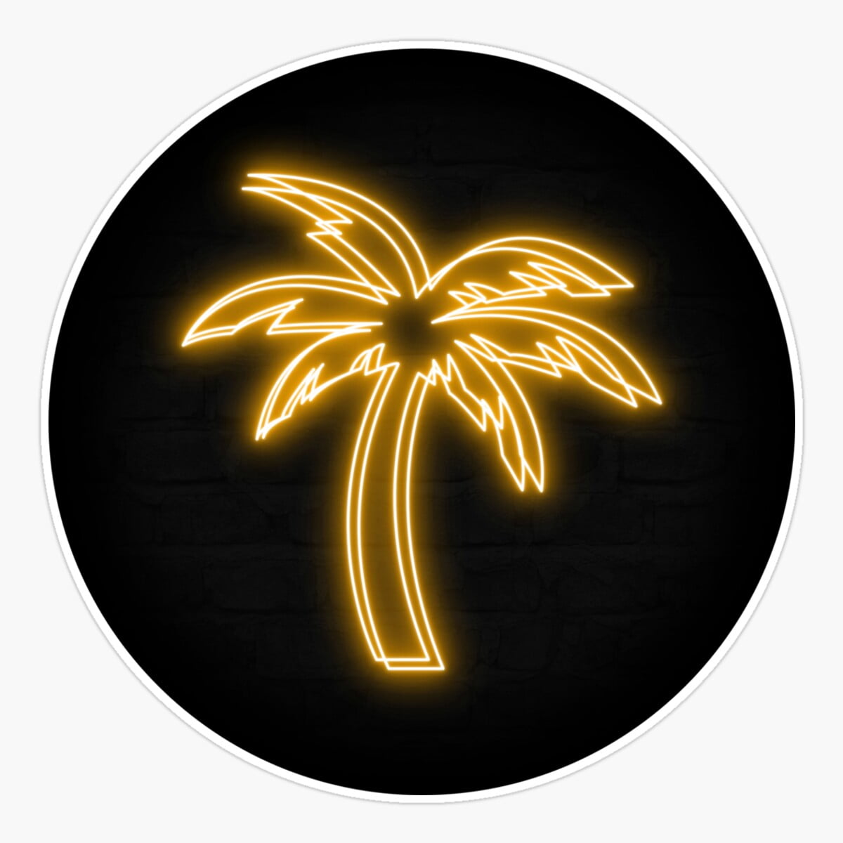 Maneki Yellow Vaporwave Palm Trees Sticker, Phone Decal Water Bottle ...