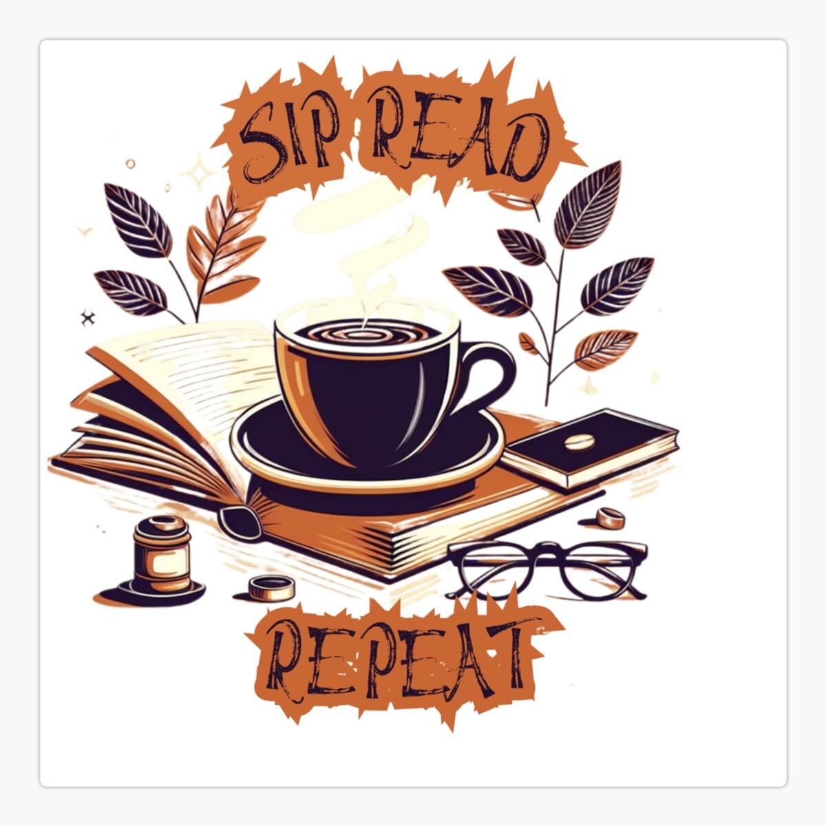 Maneki Yep, Read, Repeat: The Bookworm'S Anthem Tee Sticker, Phone ...