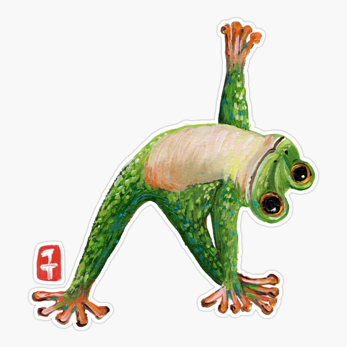 Maneki Yoga Frog Sticker, Phone Decal Water Bottle Stickers Car Decals ...