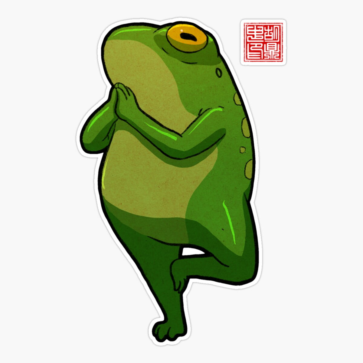 Maneki Yoga Frog Tree Pose Vrikshasana Sticker, Phone Decal Water ...