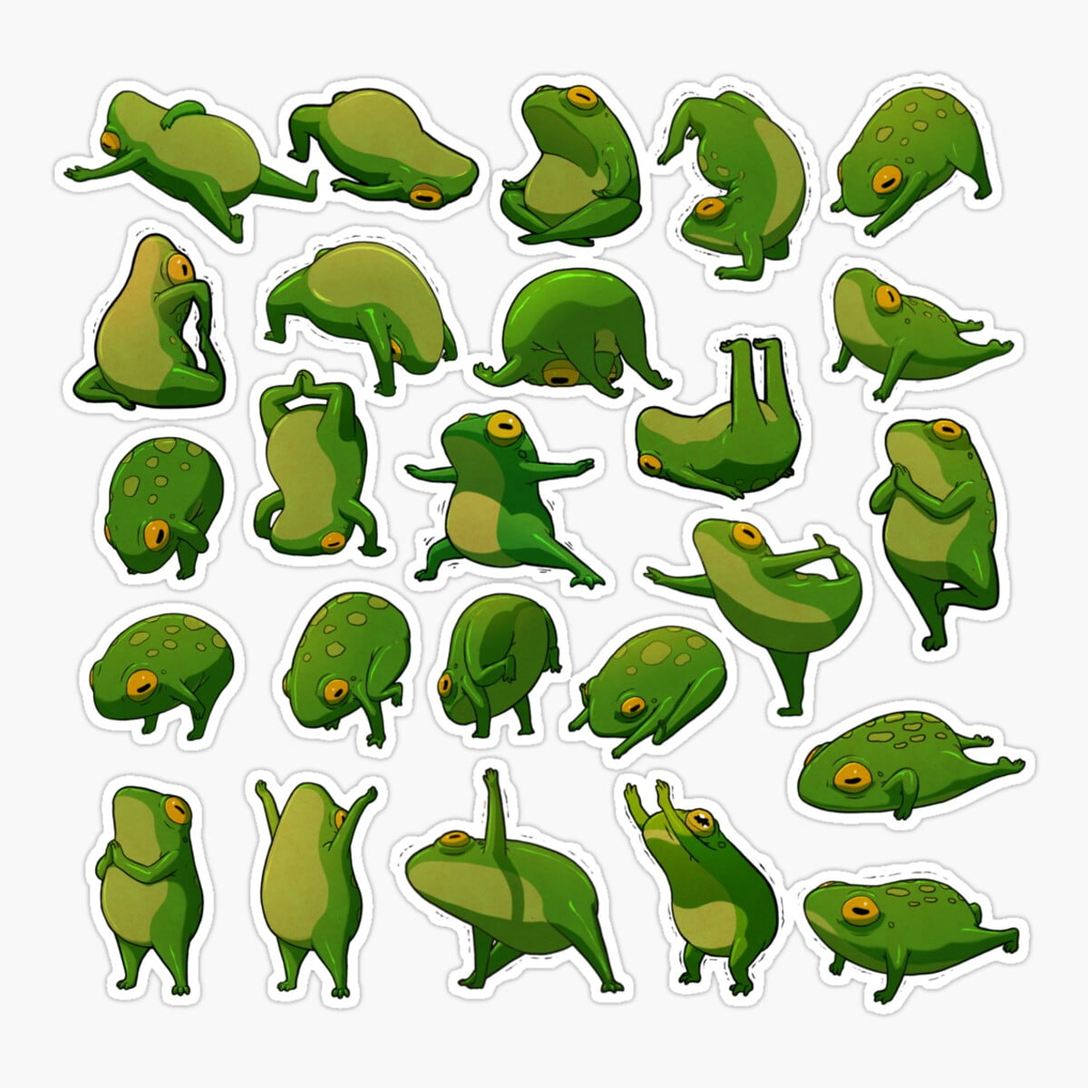 Maneki Yoga Frogs Poster No Text Sticker, Phone Decal Water Bottle ...