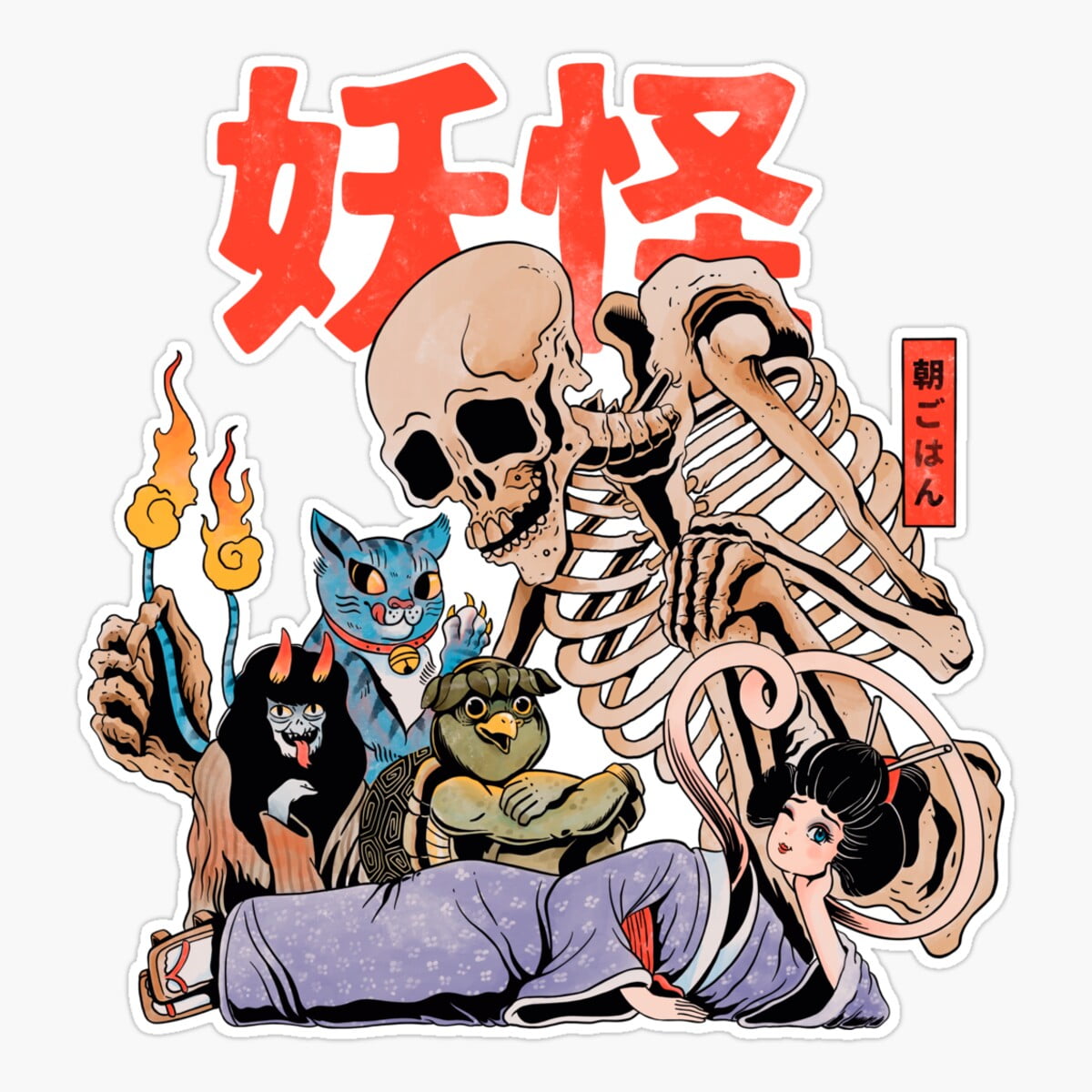 Maneki Yokai Club Sticker, Phone Decal Water Bottle Stickers Car Decals ...