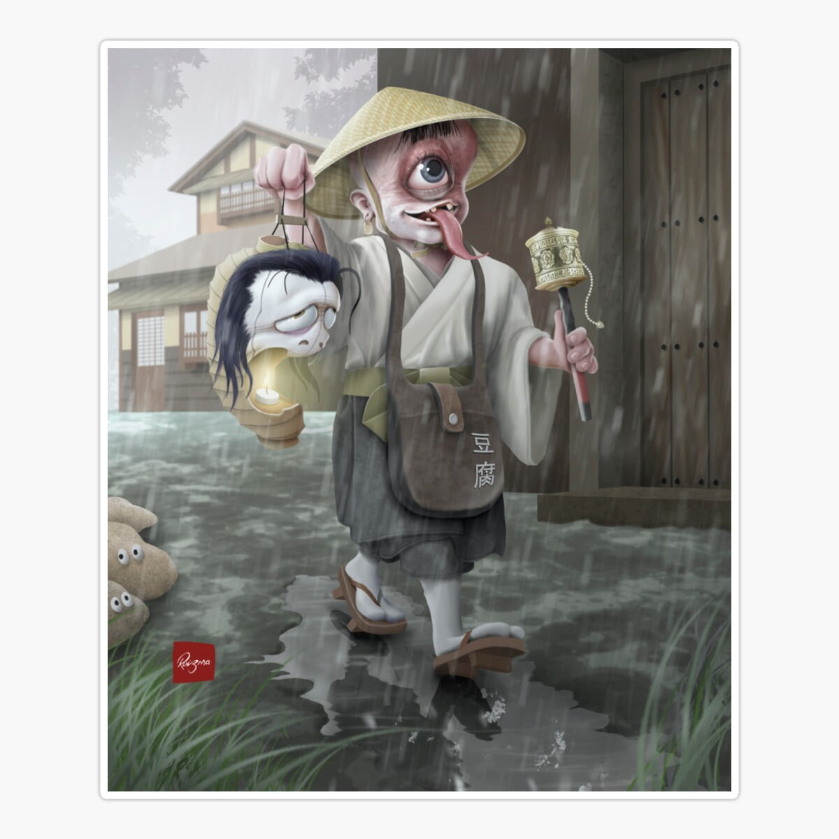 Maneki Yokai - Hitotsume Kozo Sticker, Phone Decal Water Bottle ...