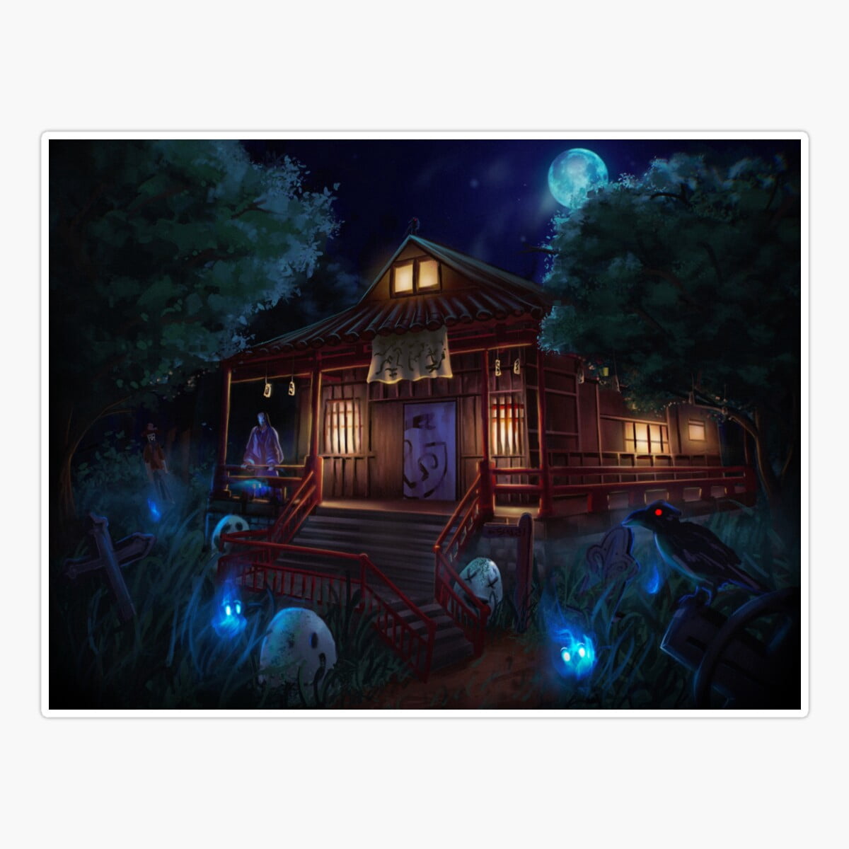Maneki Yokai House: Mystery In The Japanese Night Sticker, Phone Decal ...