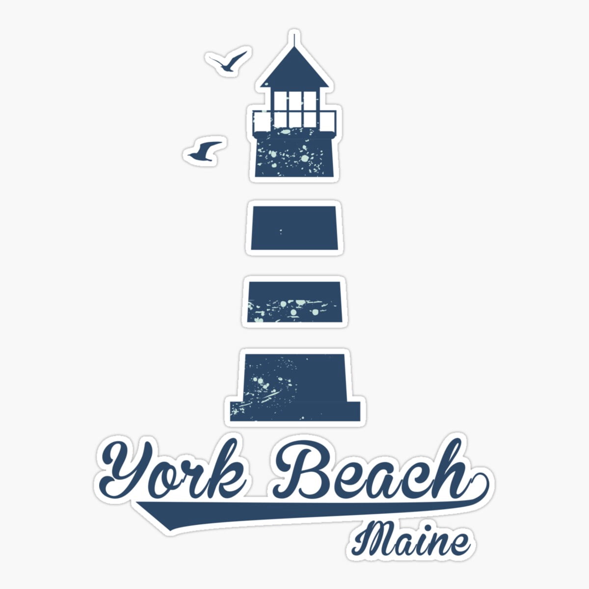 Maneki York Beach Maine Nautical Design With Lighthouse Sticker, Phone ...