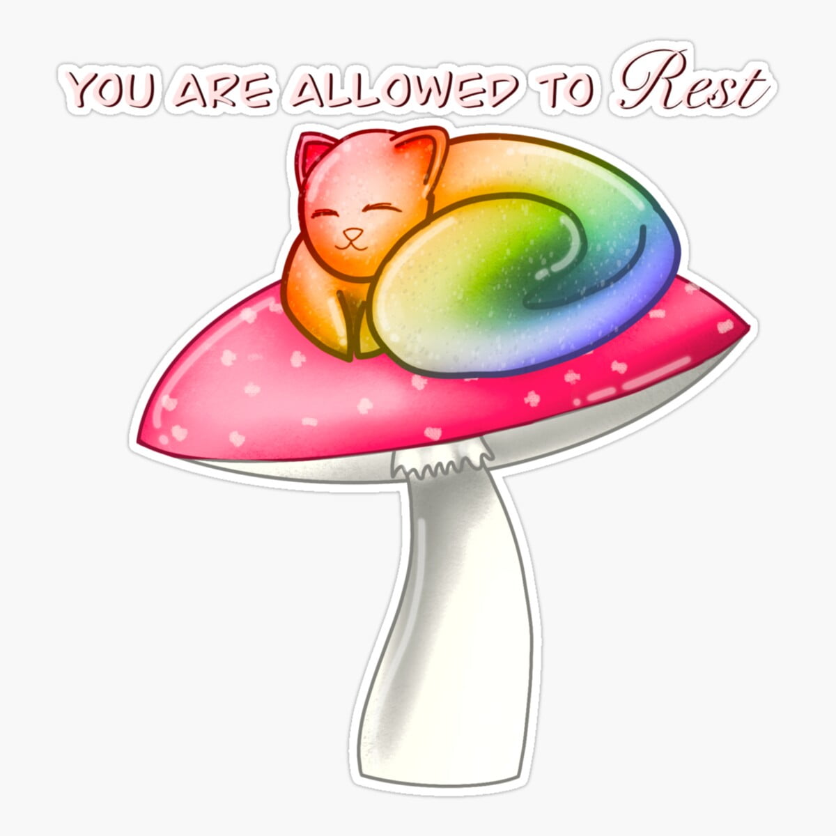 Maneki You Are Allowed To Rest Sticker, Phone Decal Water Bottle ...