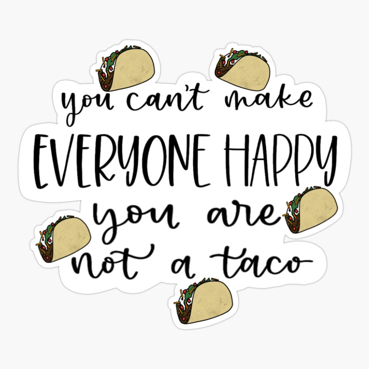 Maneki You Are Not A Taco Sticker, Phone Decal Water Bottle Stickers ...