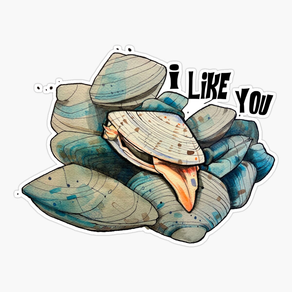 Maneki You Clam-Plete Me! Sticker, Phone Decal Water Bottle Stickers ...