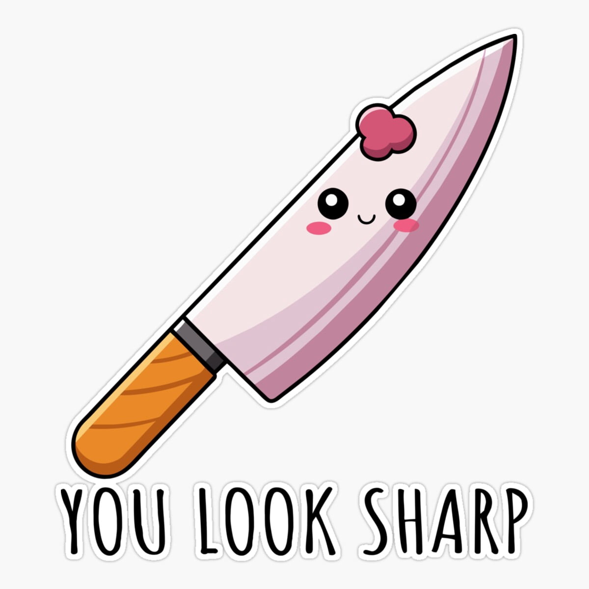 Maneki You Look Sharp - Cute Knie Pun Design Sticker, Phone Decal Water ...