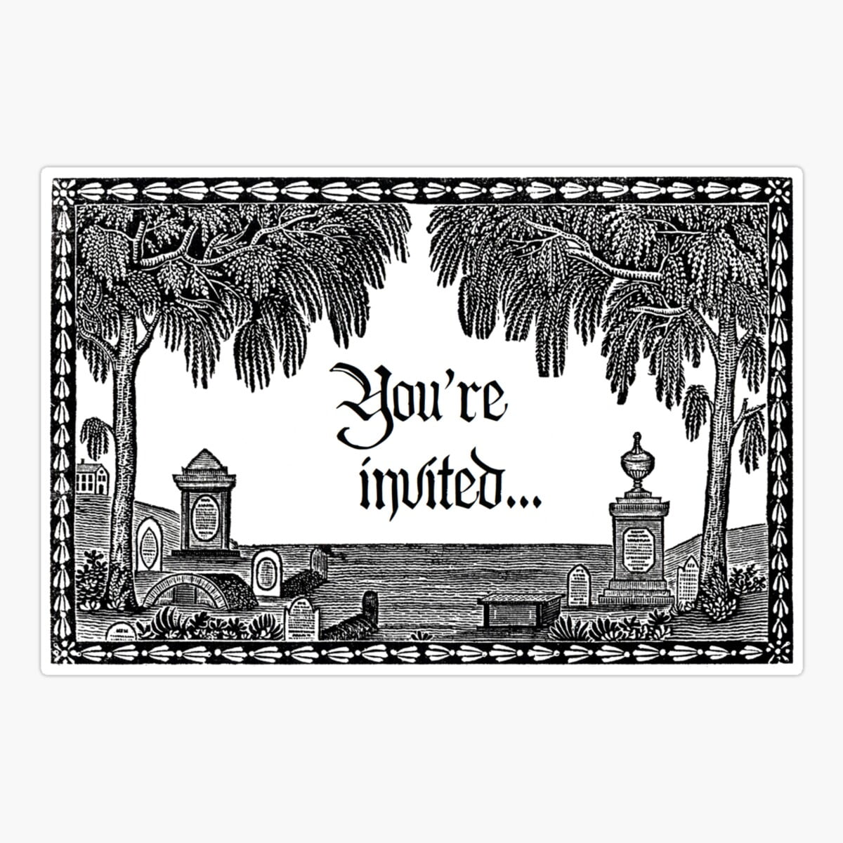 Maneki You'Re Invited Cemetery Sticker, Phone Decal Water Bottle ...