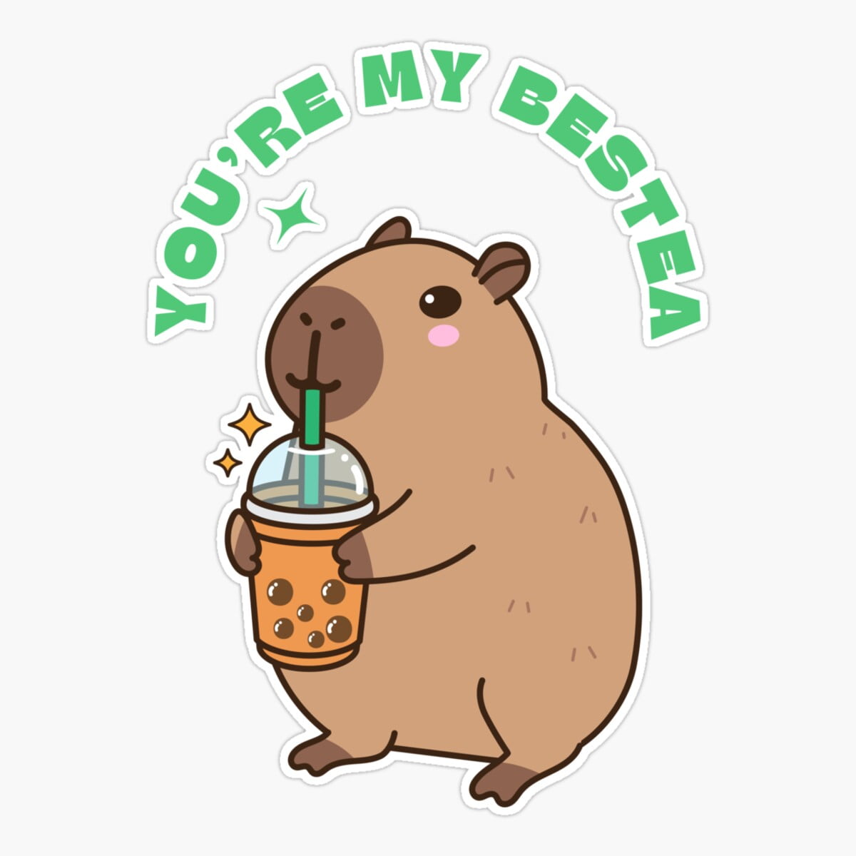 Maneki You'Re My Bestea – Kawaii Capybara Boba Tea Er, Phone Decal ...