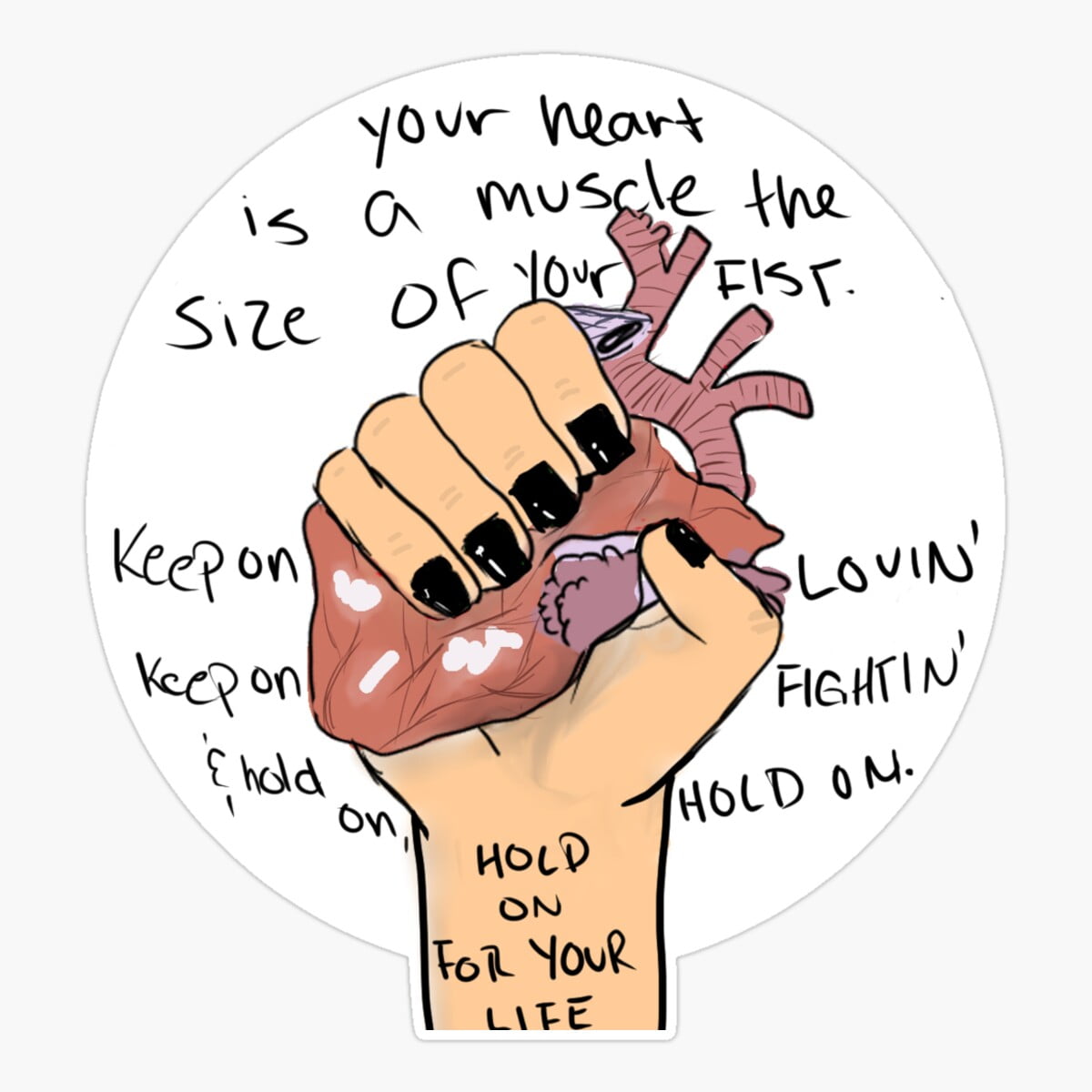 Maneki Your Heart Is A Muscle Sticker, Phone Decal Water Bottle ...