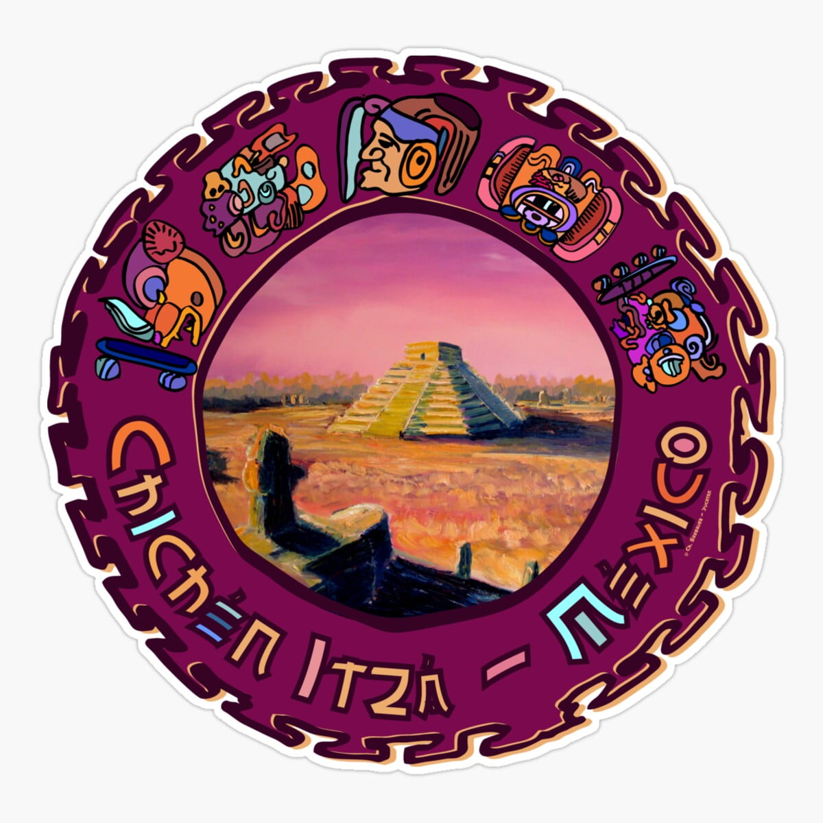 Maneki Yucatan / Mexico And Igures Rom The Mayan Calendar Sticker ...