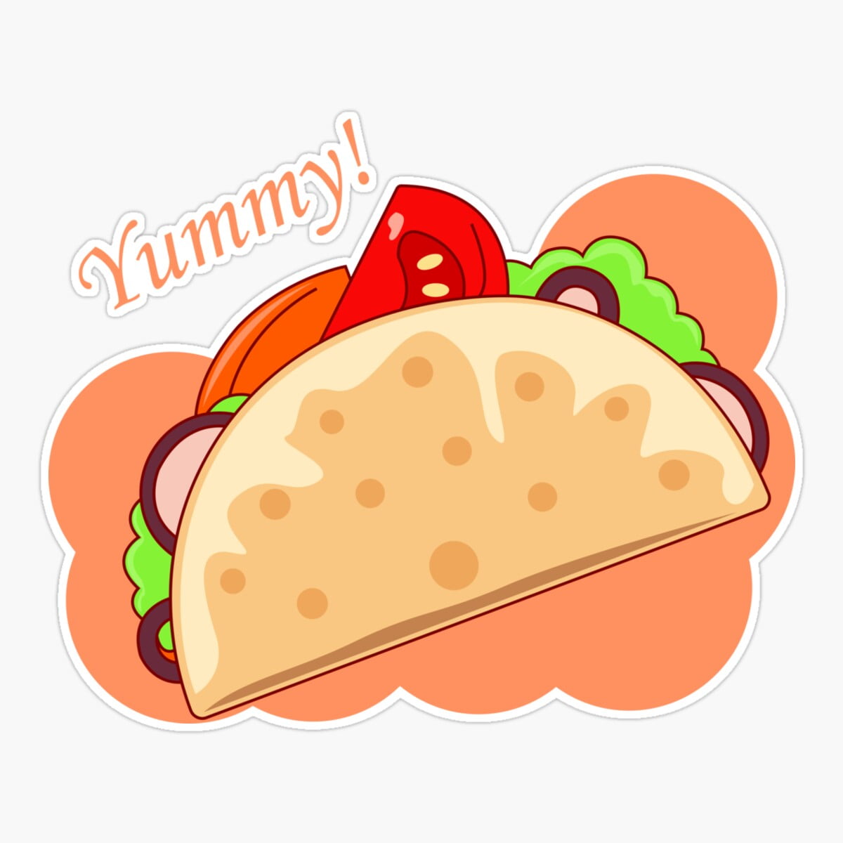 Maneki Yummy Vegetables And Bee Taco With Bubbled Background Sticker ...