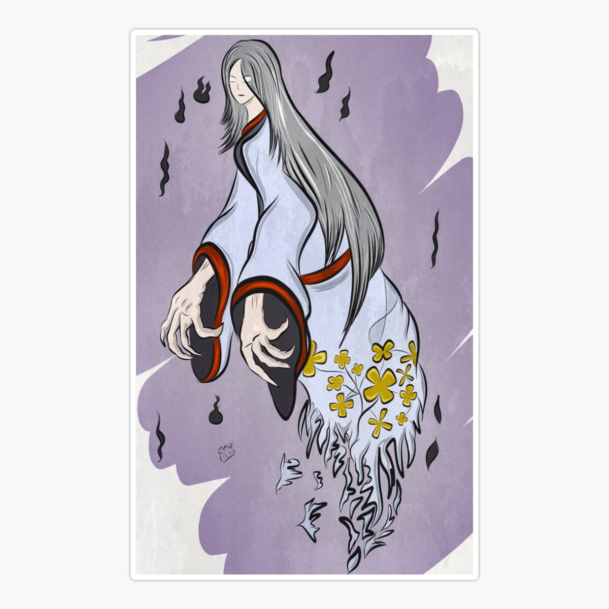 Maneki Yurei, The Japanese Ghost Sticker, Phone Decal Water Bottle ...