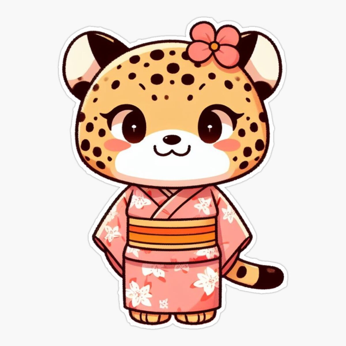 Maneki Yutaka Cheetah Sticker, Phone Decal Water Bottle Stickers Car ...