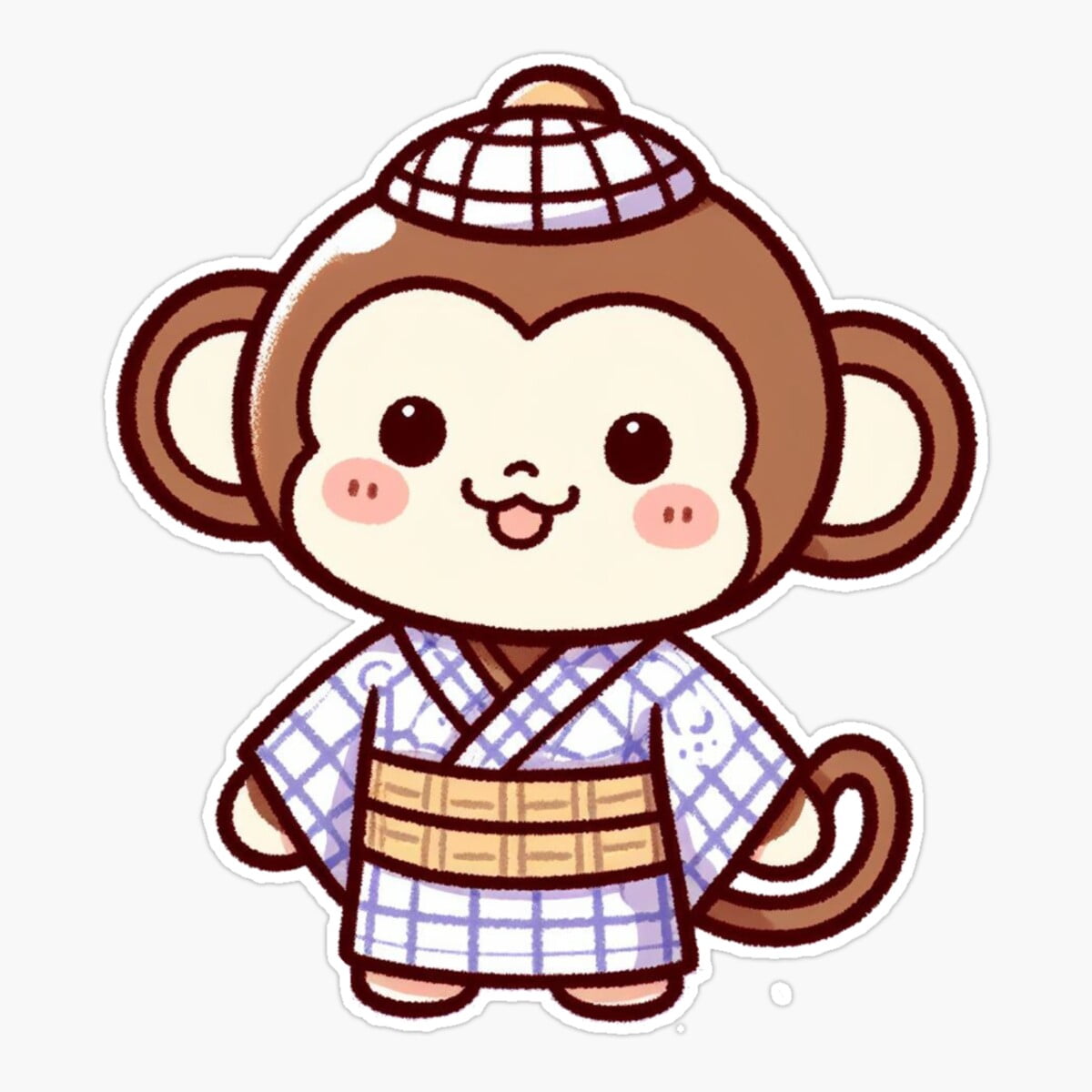 Maneki Yutaka Monkey Sticker, Phone Decal Water Bottle Stickers Car ...