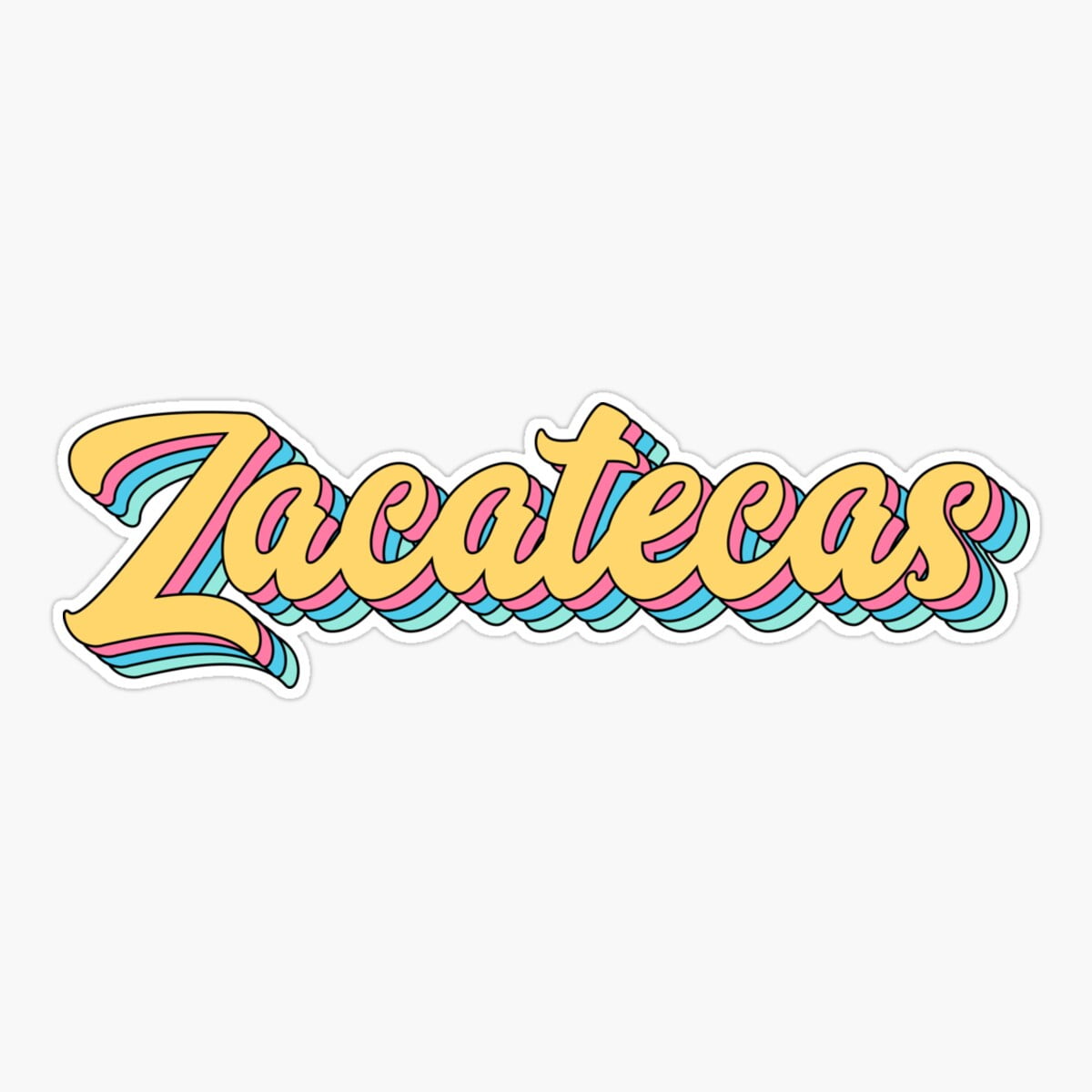 Maneki Zacatecas Mexico Retro Yellow Sticker, Phone Decal Water Bottle ...