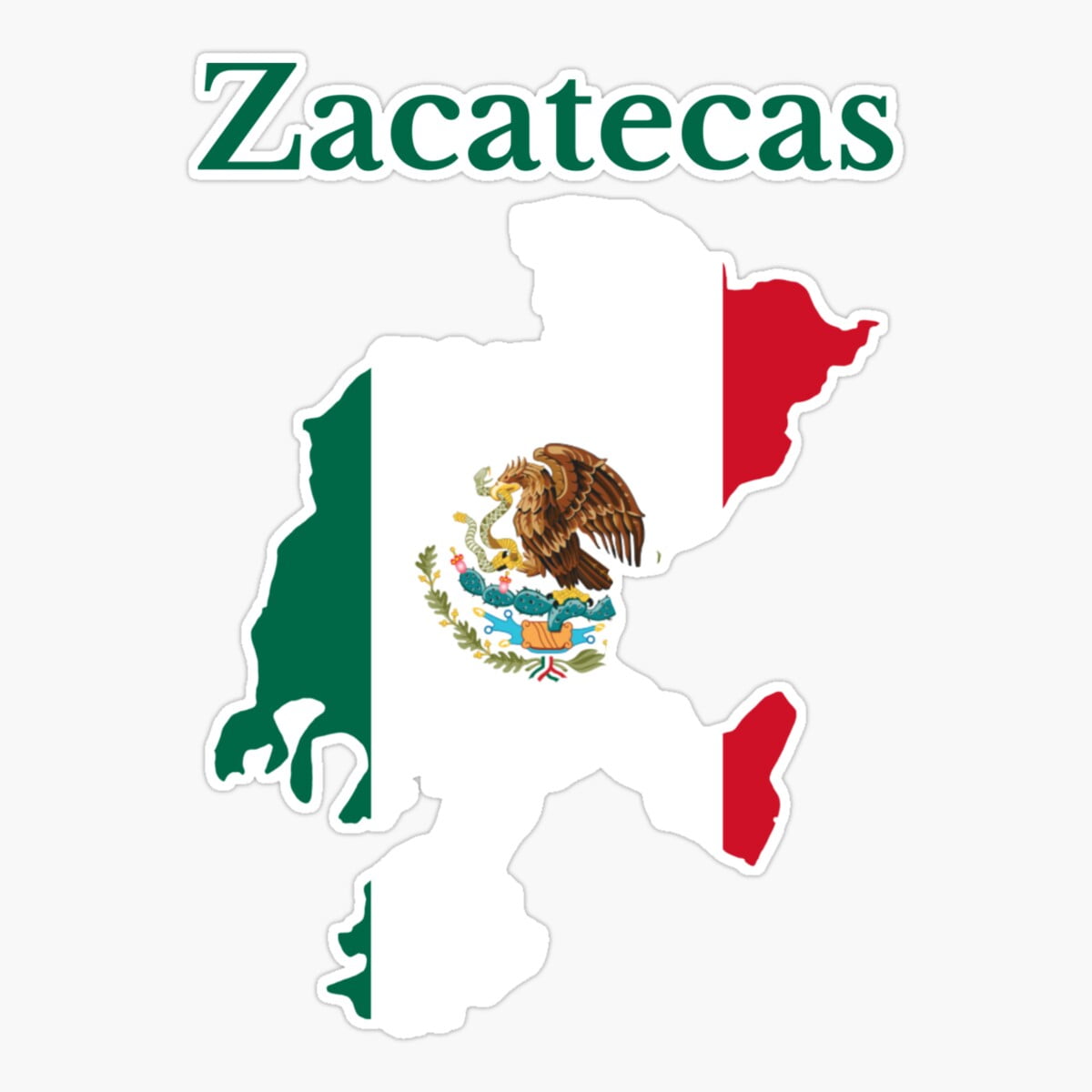 Maneki Zacatecas State Map, Mexico. Sticker, Phone Decal Water Bottle ...