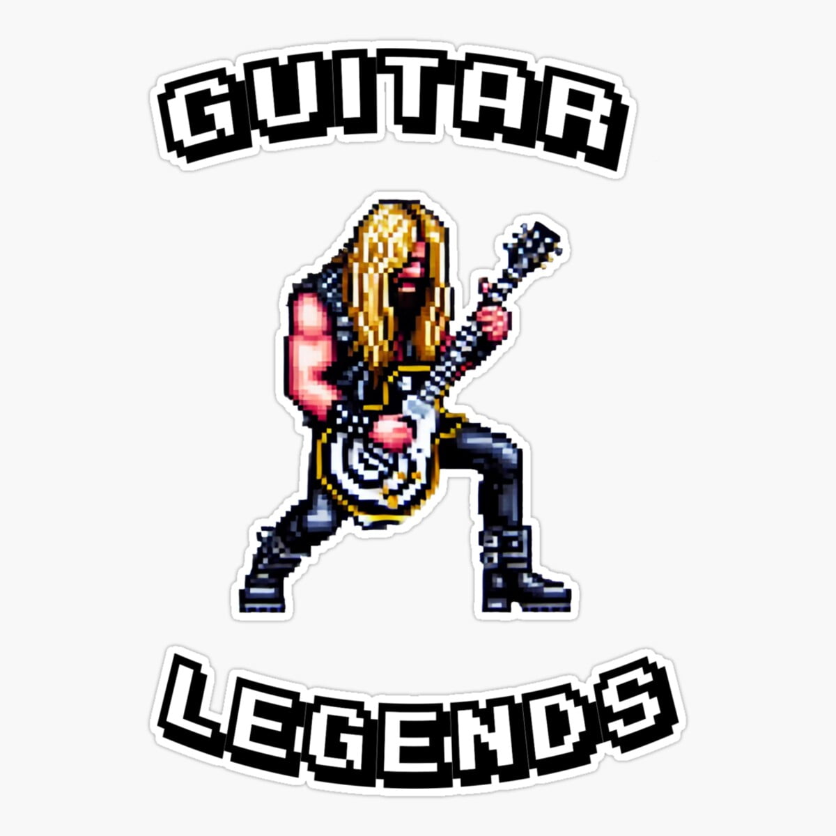 Maneki Zakk Wylde Retro Arcade Game Pixel Art Sticker, Phone Decal ...