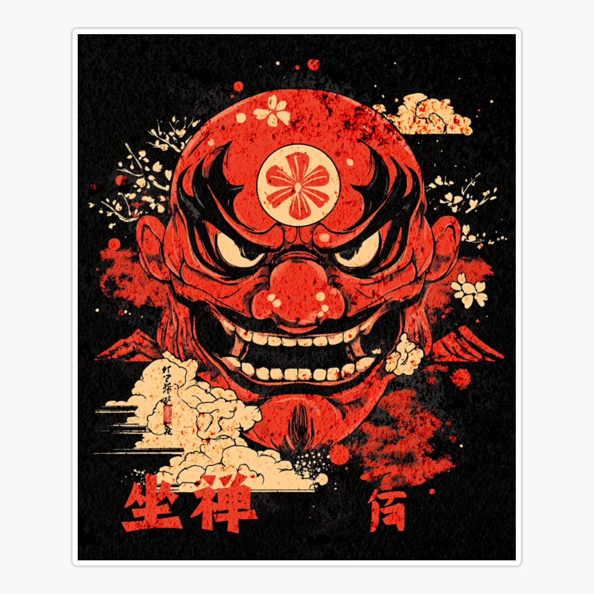 Maneki Zen Master Daruma And Cool Kanji Sticker, Phone Decal Water ...
