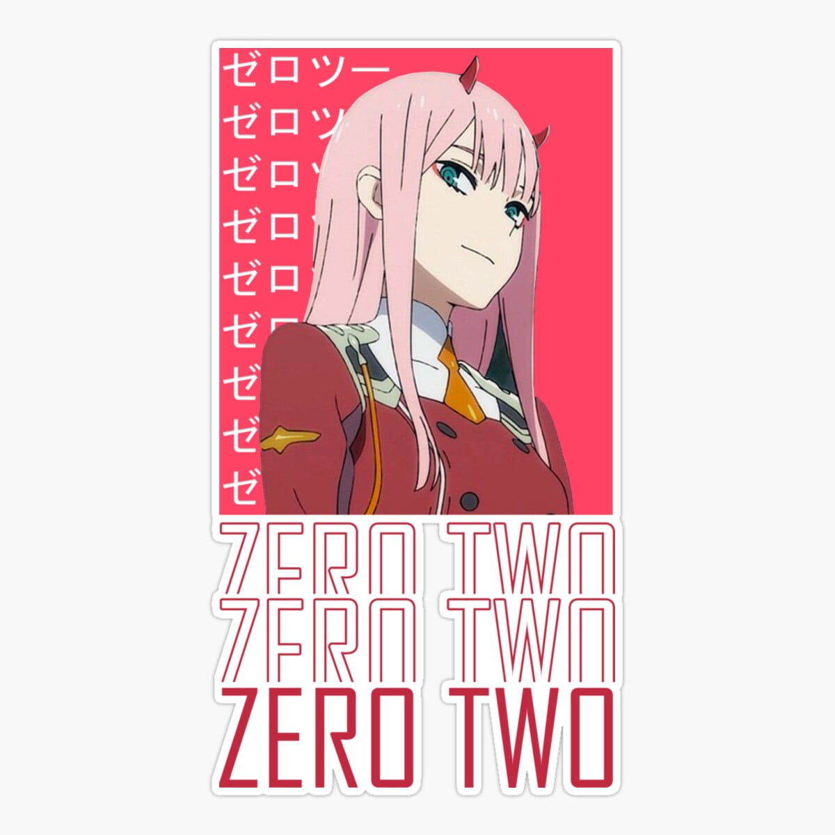 Maneki Zero Two Anime Aesthetic Sticker, Phone Decal Water Bottle ...