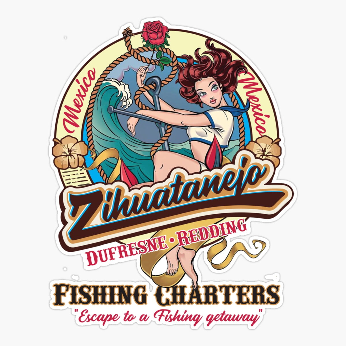 Maneki Zihuatanejo Ishing Charter Mexico Duresne And Redding Sticker ...
