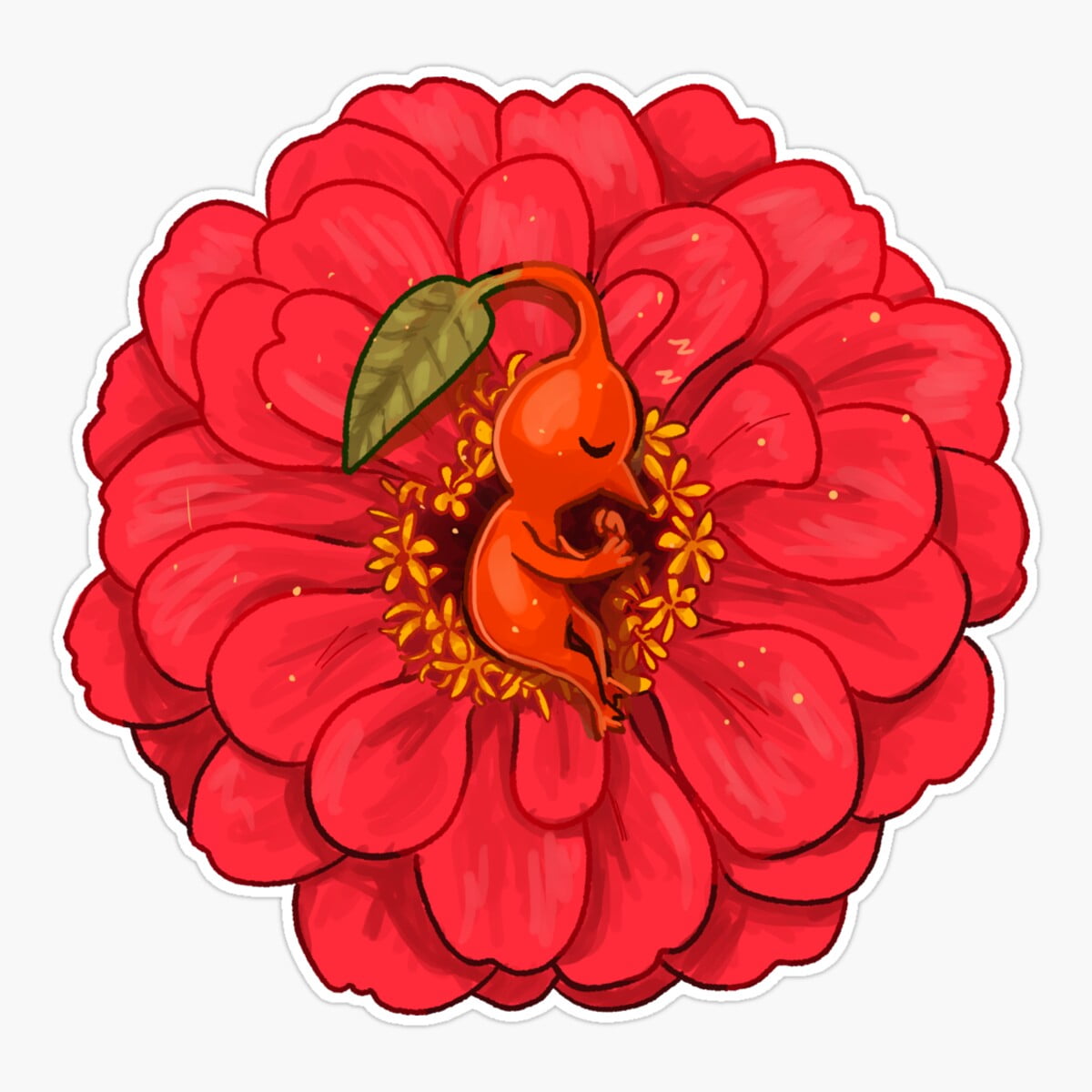 Maneki Zinnia Pikmin Sticker, Phone Decal Water Bottle Stickers Car ...