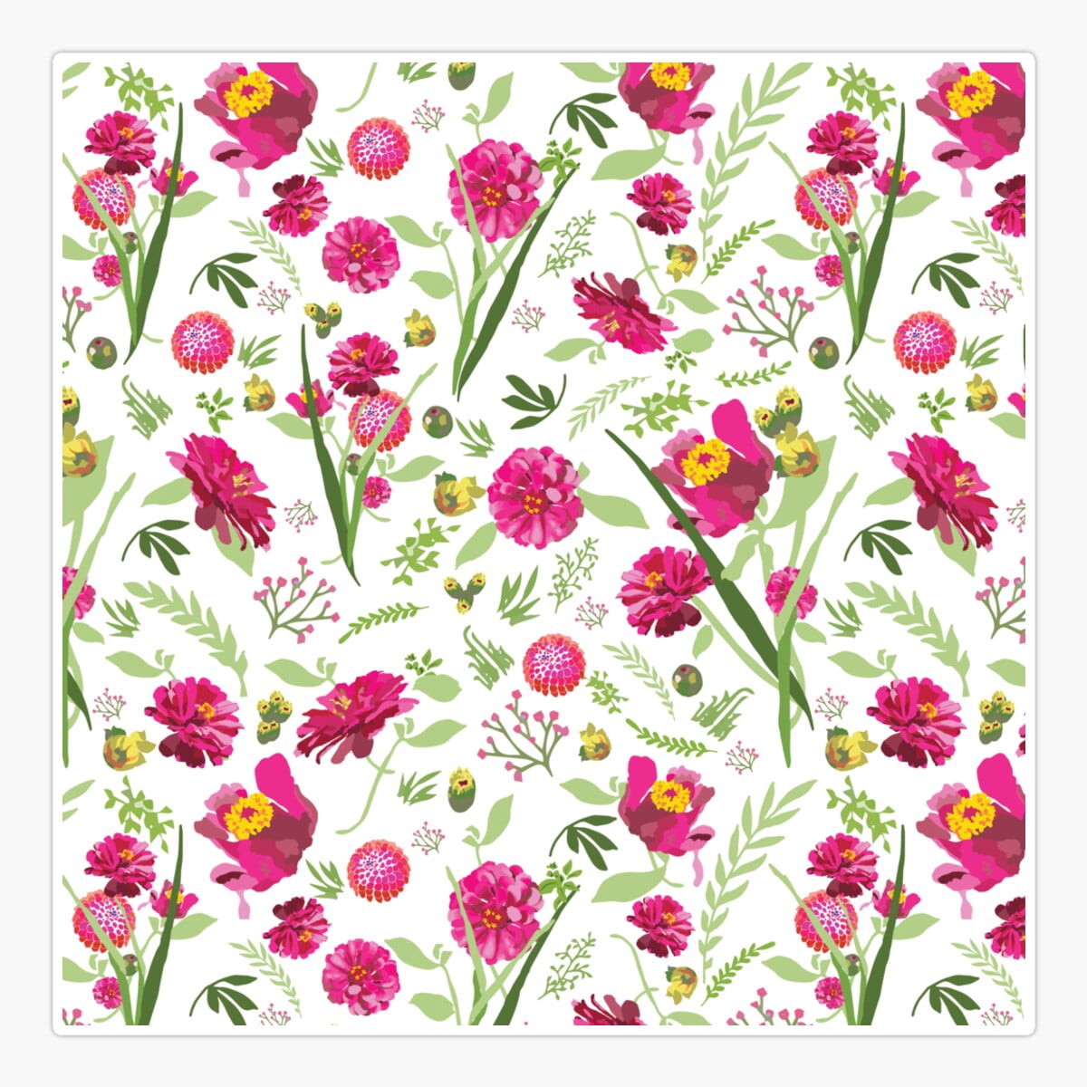 Maneki Zinnias Sticker, Phone Decal Water Bottle Stickers Car Decals ...