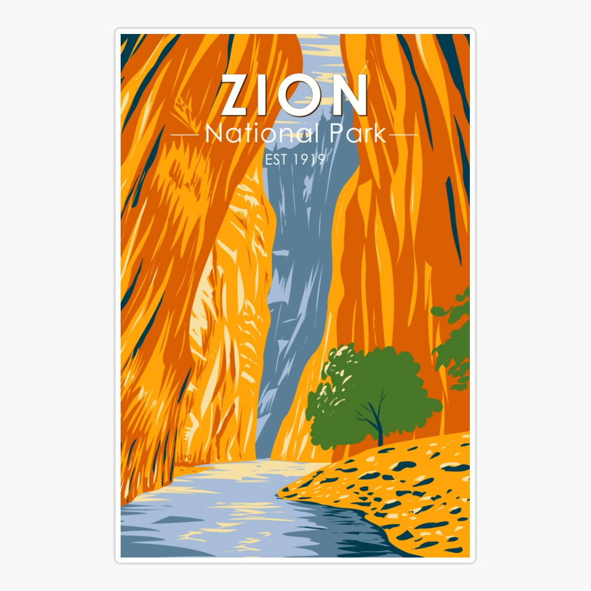 Maneki Zion National Park Utah The Narrows Vintage Sticker, Phone Decal ...