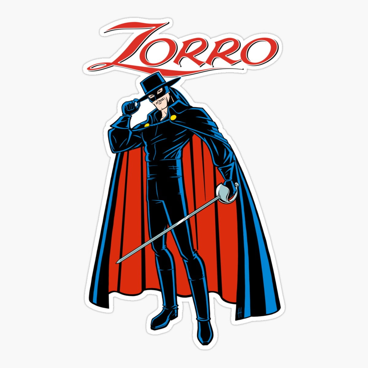 Maneki Zorro Classic Cartoon Comic Drawing Fan Art With Red Logo In ...