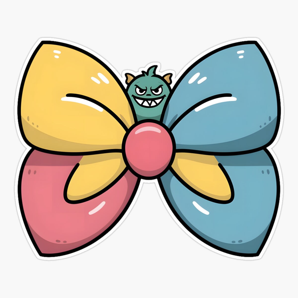 Maneki colorul bow with a tiny peeking monster ace er - Walmart.com
