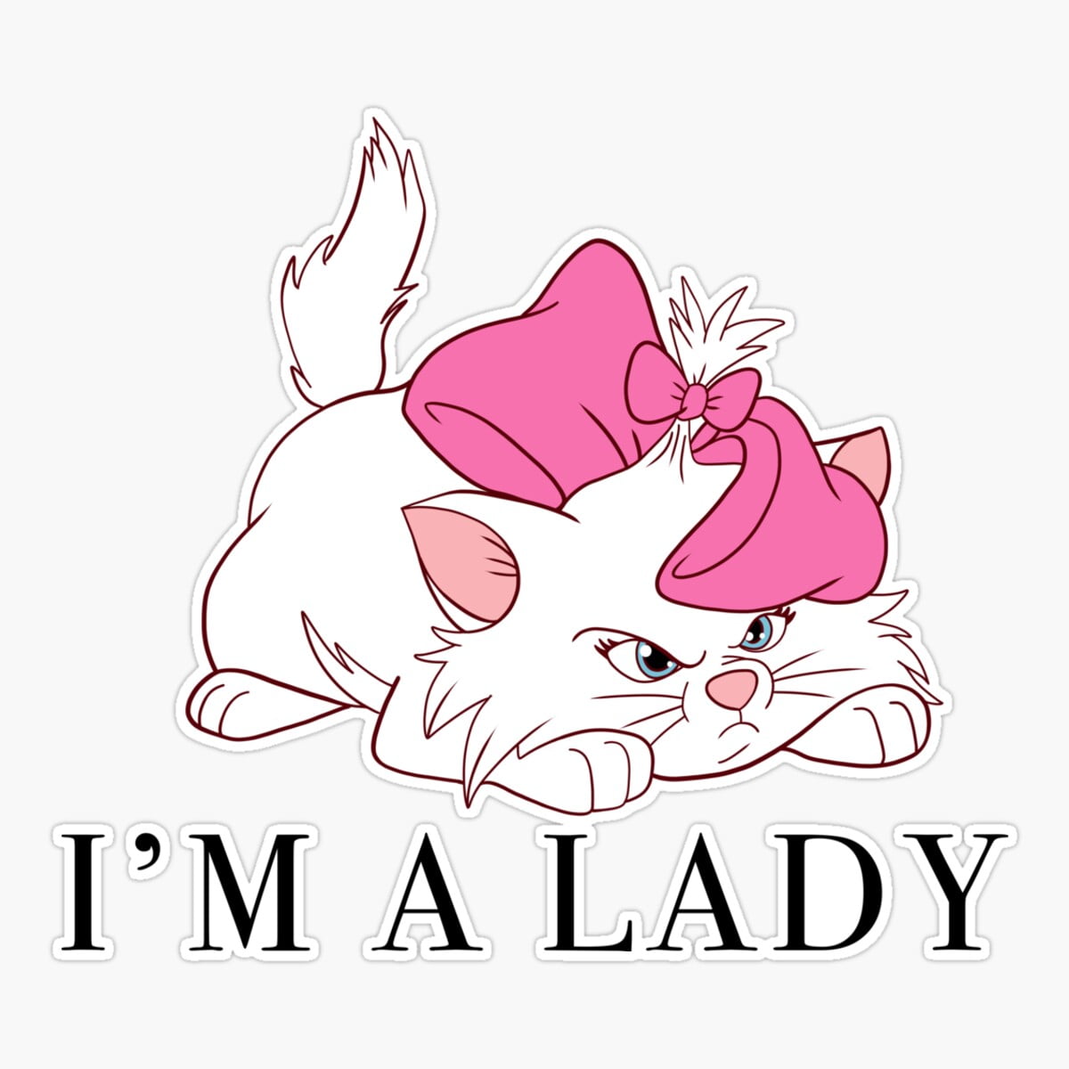 Maneki cute baby white angry kitty with pink bows er,Phone Decal Water ...