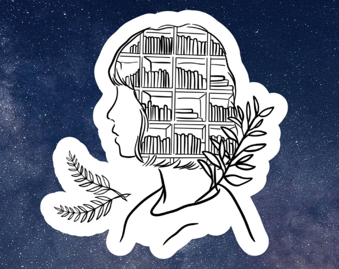 Maneki mind full of books inspired waterproof vinyl er, bookish ...