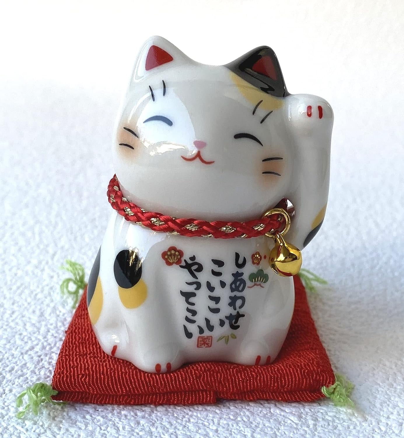 Maneki neko Japanese Lucky cat Mino Ware Calico Mike, White Japan ...