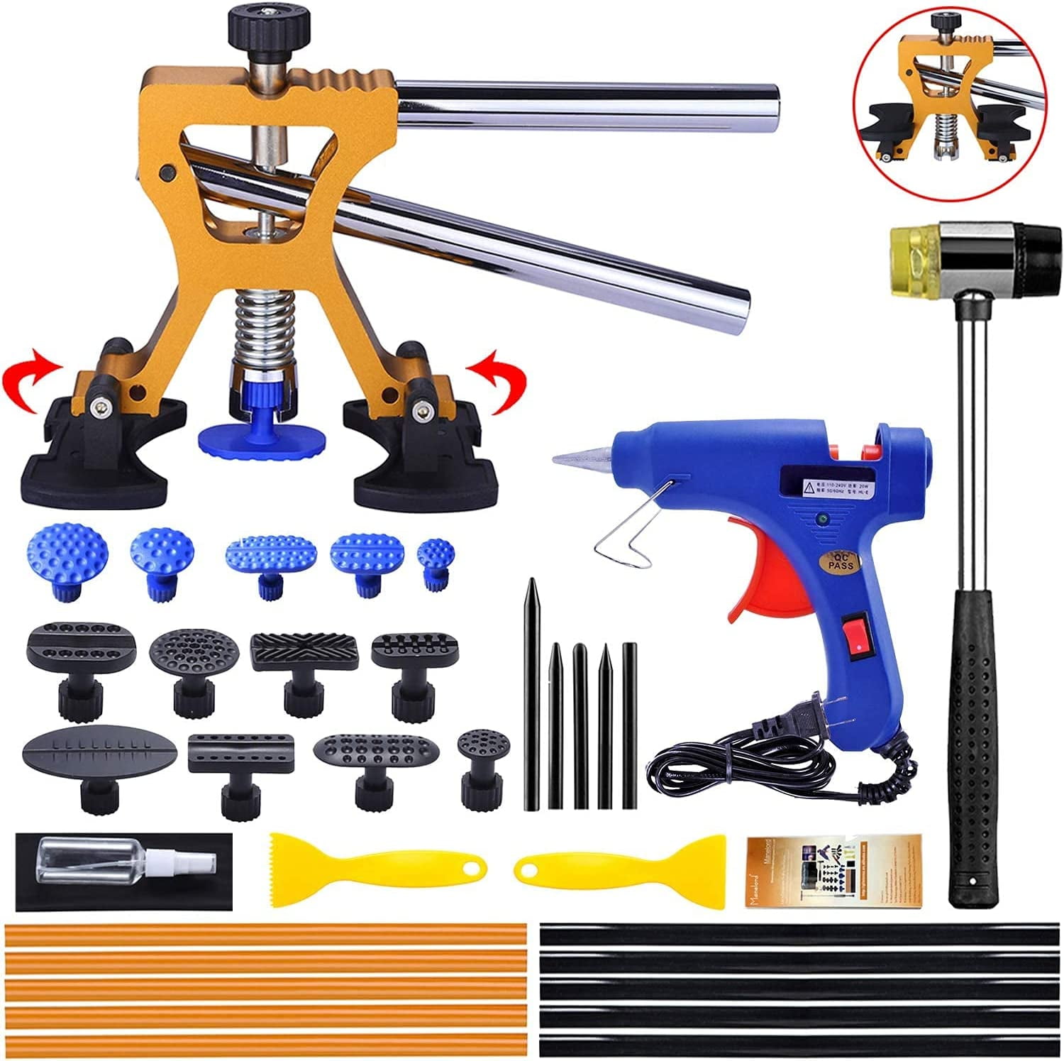 Manelord Auto Body Dent Repair Kit, Car Dent Puller with Golden Dent ...